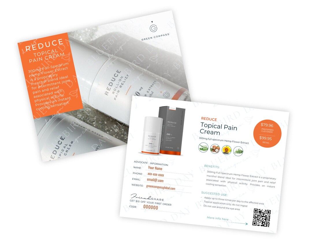 Green Compass L Reduce Topical Cream Info Cards L Tip Cards L - Etsy