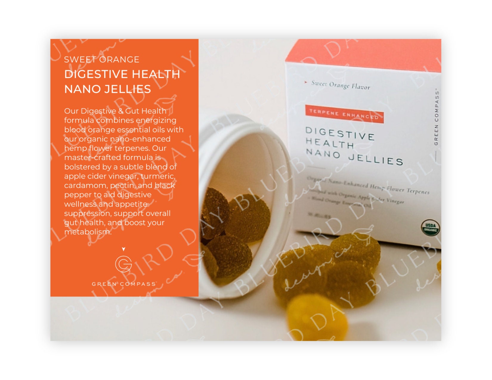 Green Compass L Digestive Jellies Info Cards L Tip Cards L Personalized ...