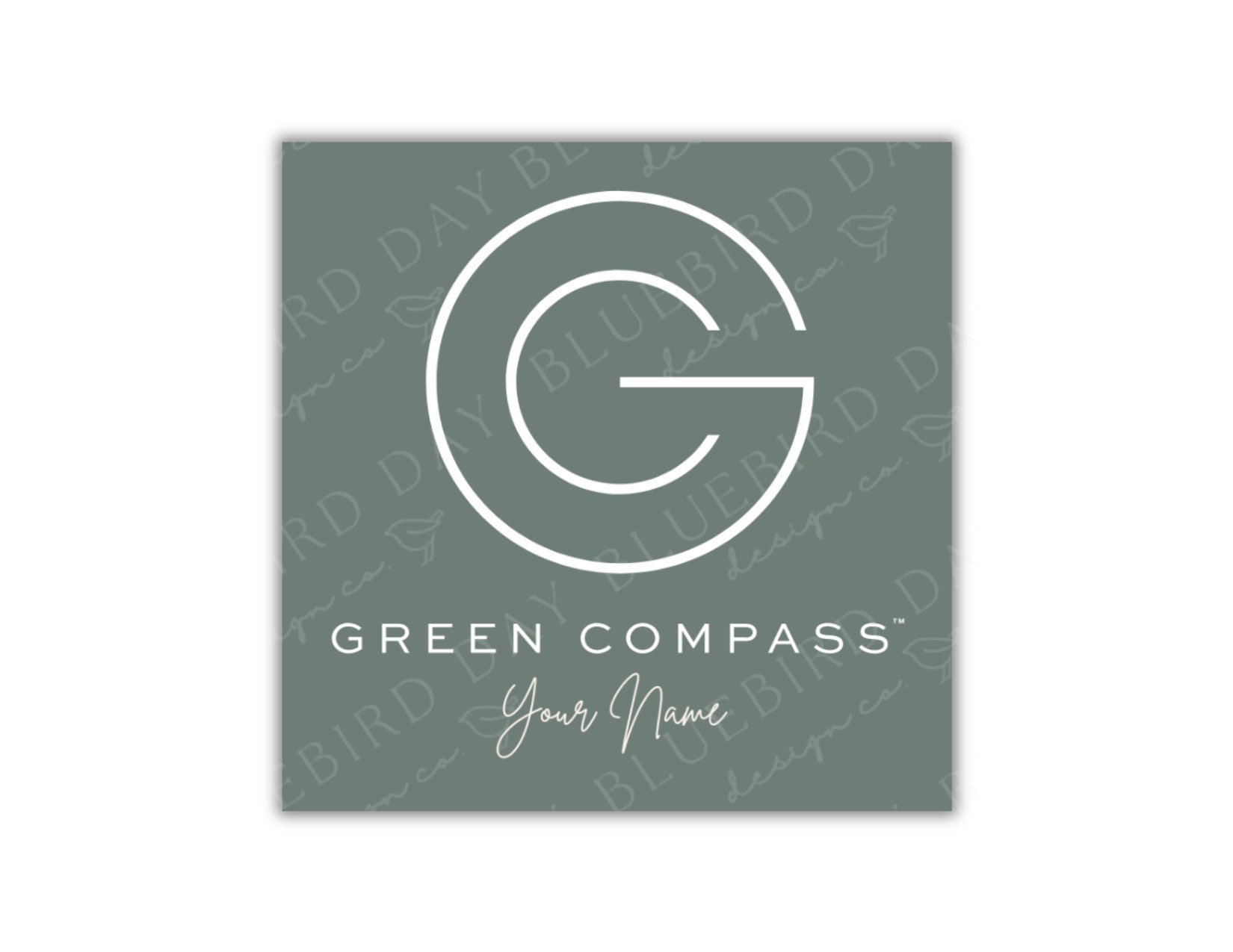 Green Compass L Square Business Card L Personalized L Digital Download ...