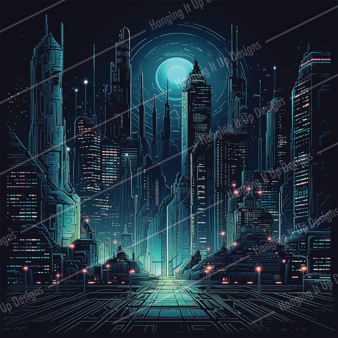 Futuristic City Skyline - Etsy