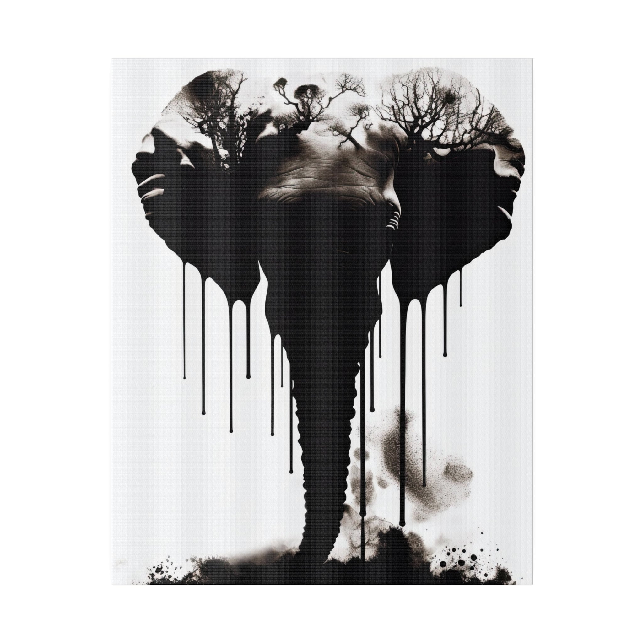 Elephant Sublimation Inkblot Silhouette | Wall Art Print | Matte Canvas ...