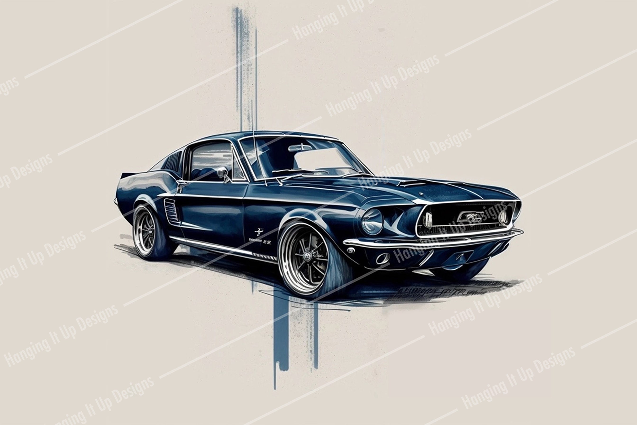 1967 Ford Mustang Fastback Pencil Sketch Digital Art - Etsy