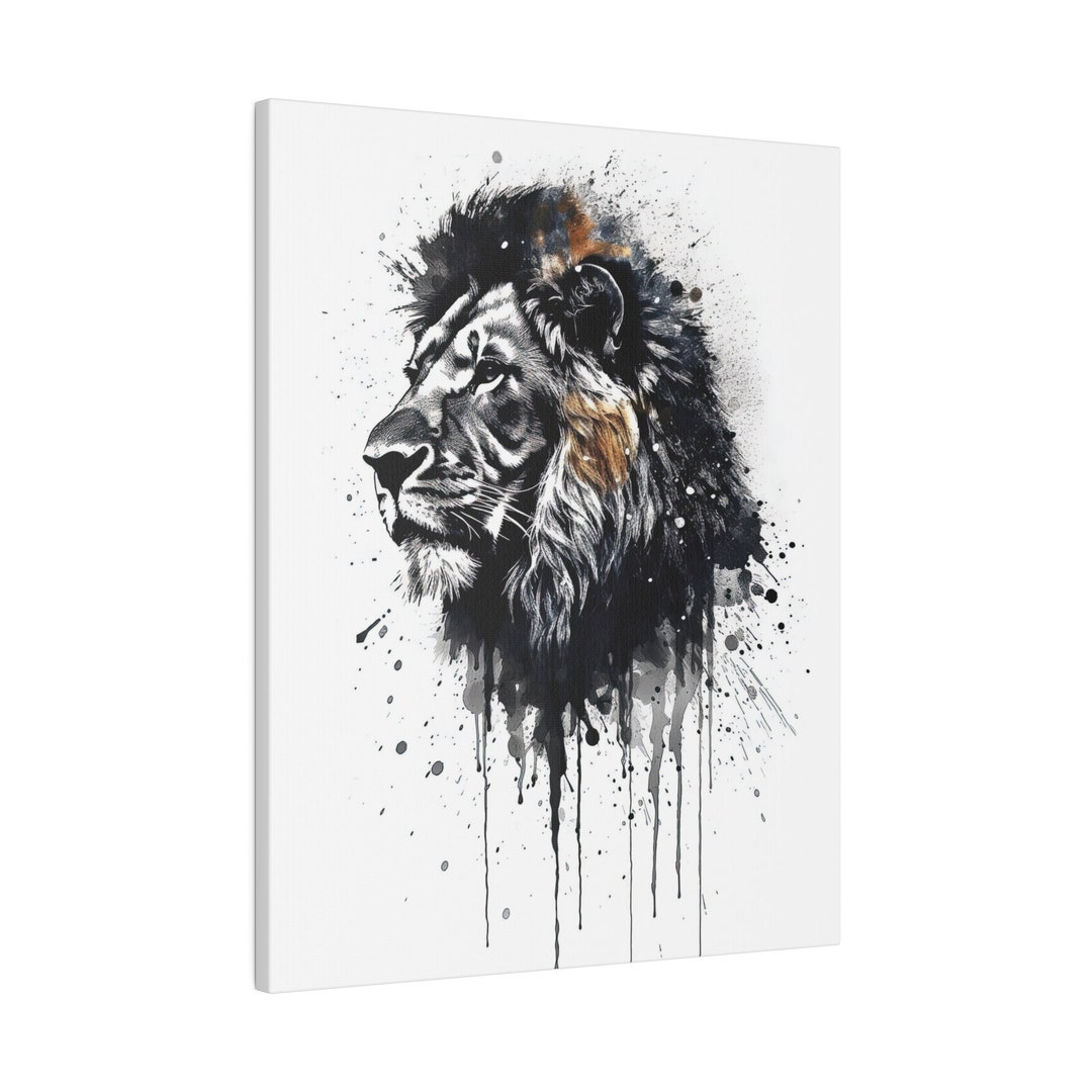 Lion Custom Inkblot Print | Matte Canvas Stretched | 0.75" Frame Depth ...