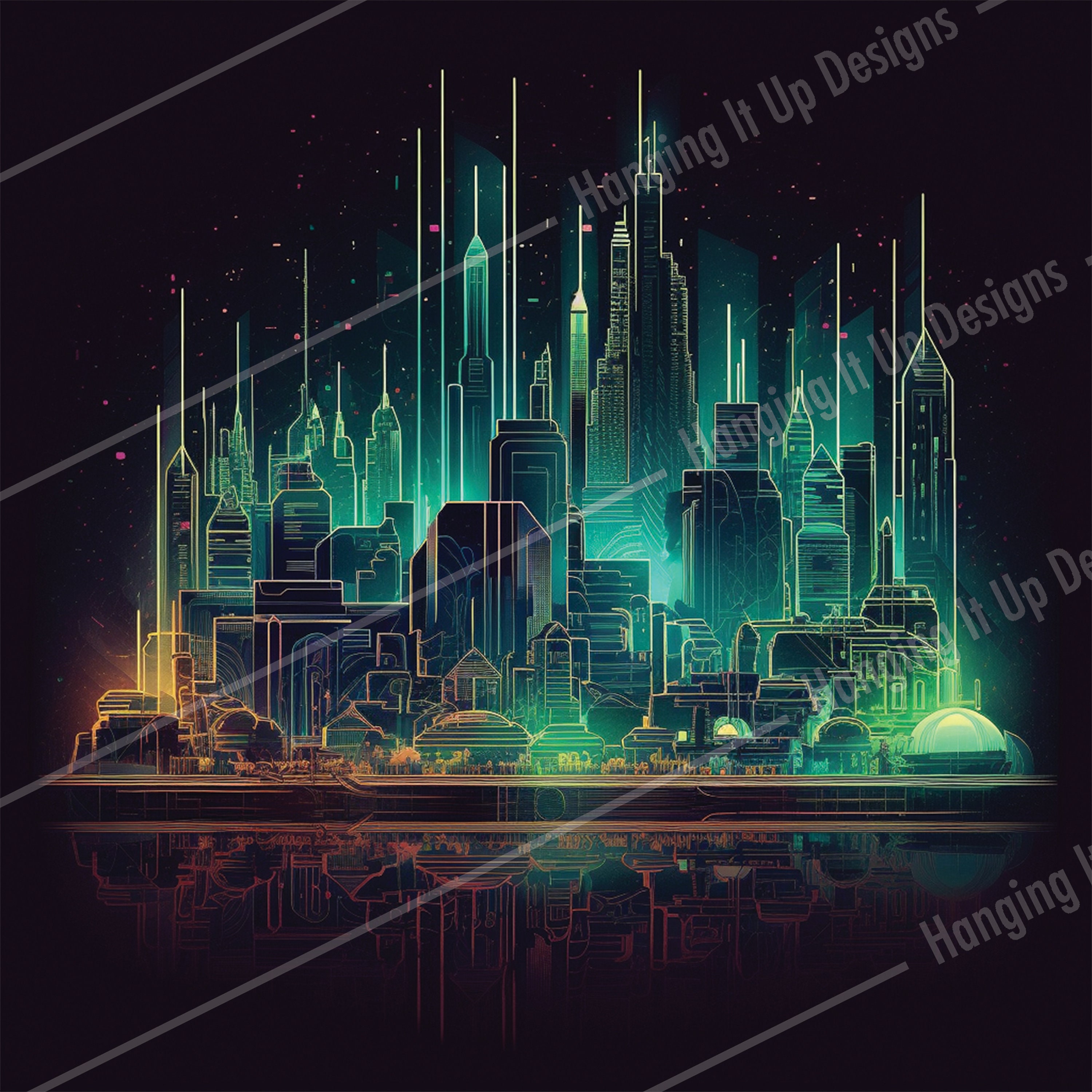 Futuristic City Skyline - Etsy