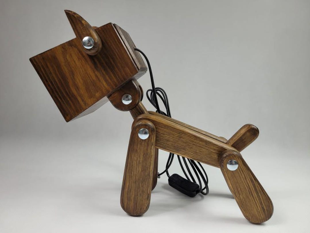 Wooden Dog Lamp – Table Lamp, Desk Lamp, LED Night Lamp, Handicraft - Etsy