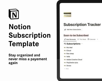 Notion Template Personal Subscription Tracker Expense Tracker Subscription and Expense Tracker ...
