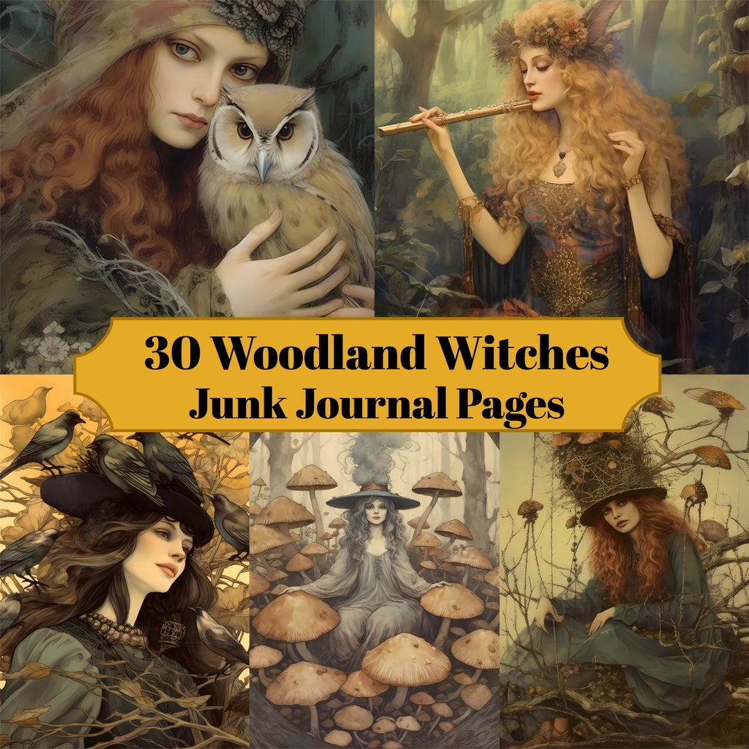 30 Woodland Witches Junk Journal Pages - Printable Witch Junk Journal ...