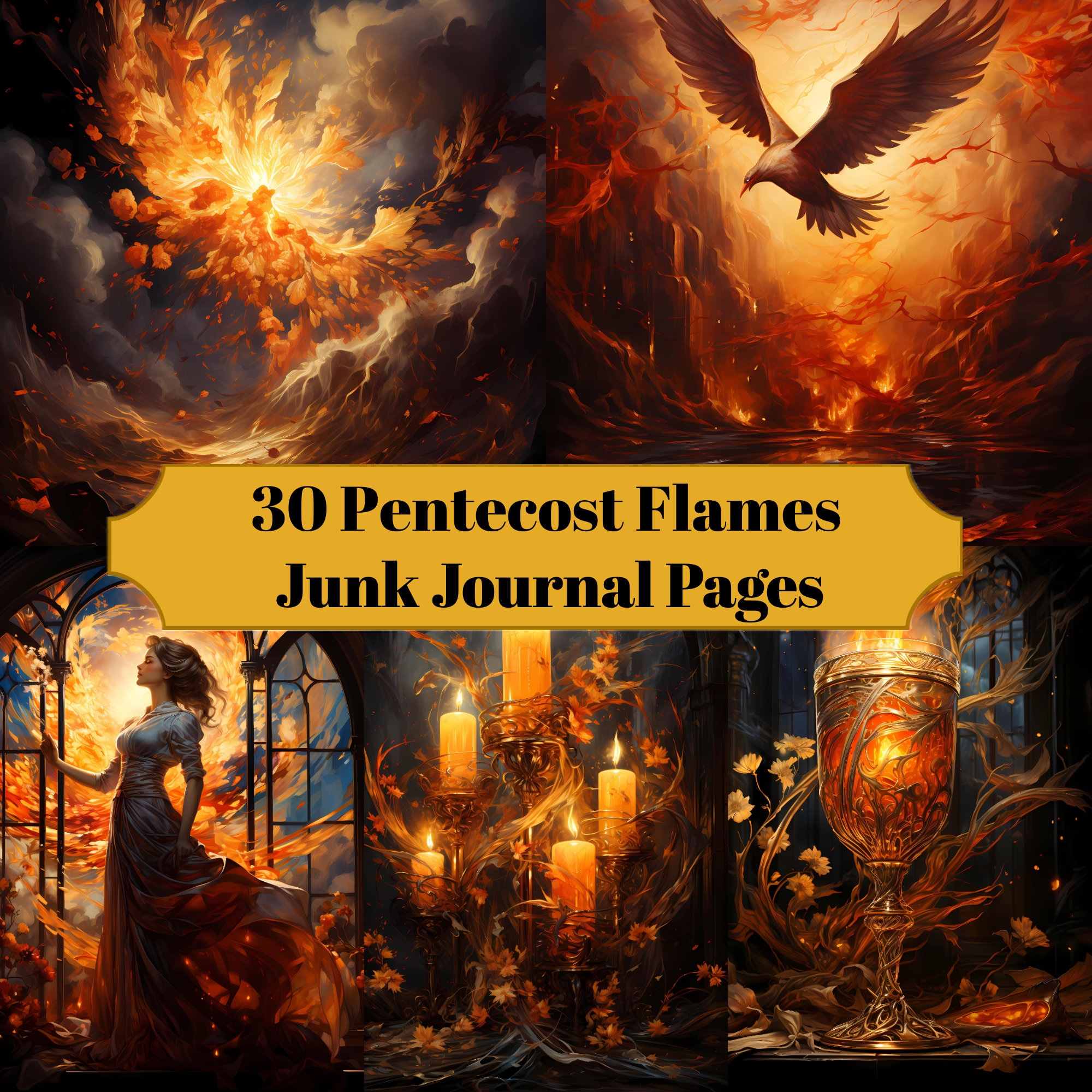 30 Pentecost Flame Junk Journal Pages Christianity Junk Journal for ...