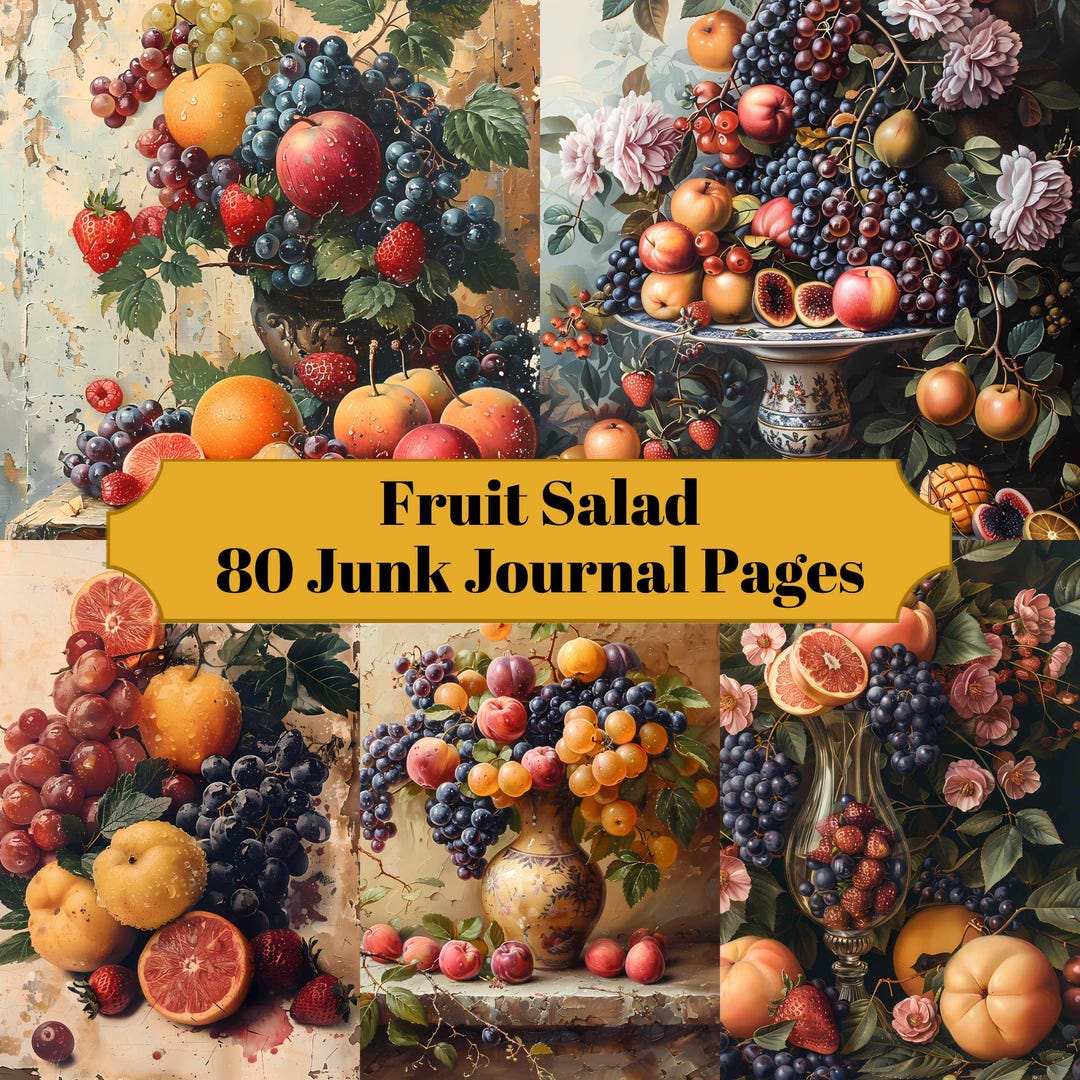 80 Fruit Salad Junk Journal Pages - Fruits and Vegetables Junk Journal ...