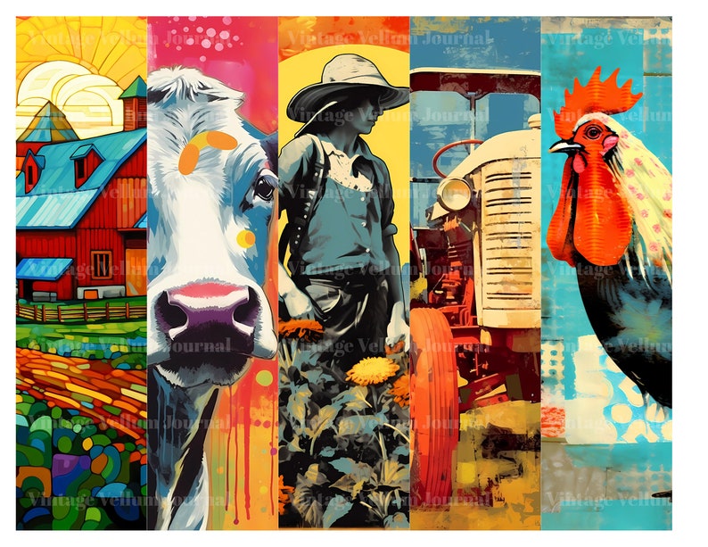 20 Pop-art Farm Junk Journal Pages Printable Farming Junk - Etsy