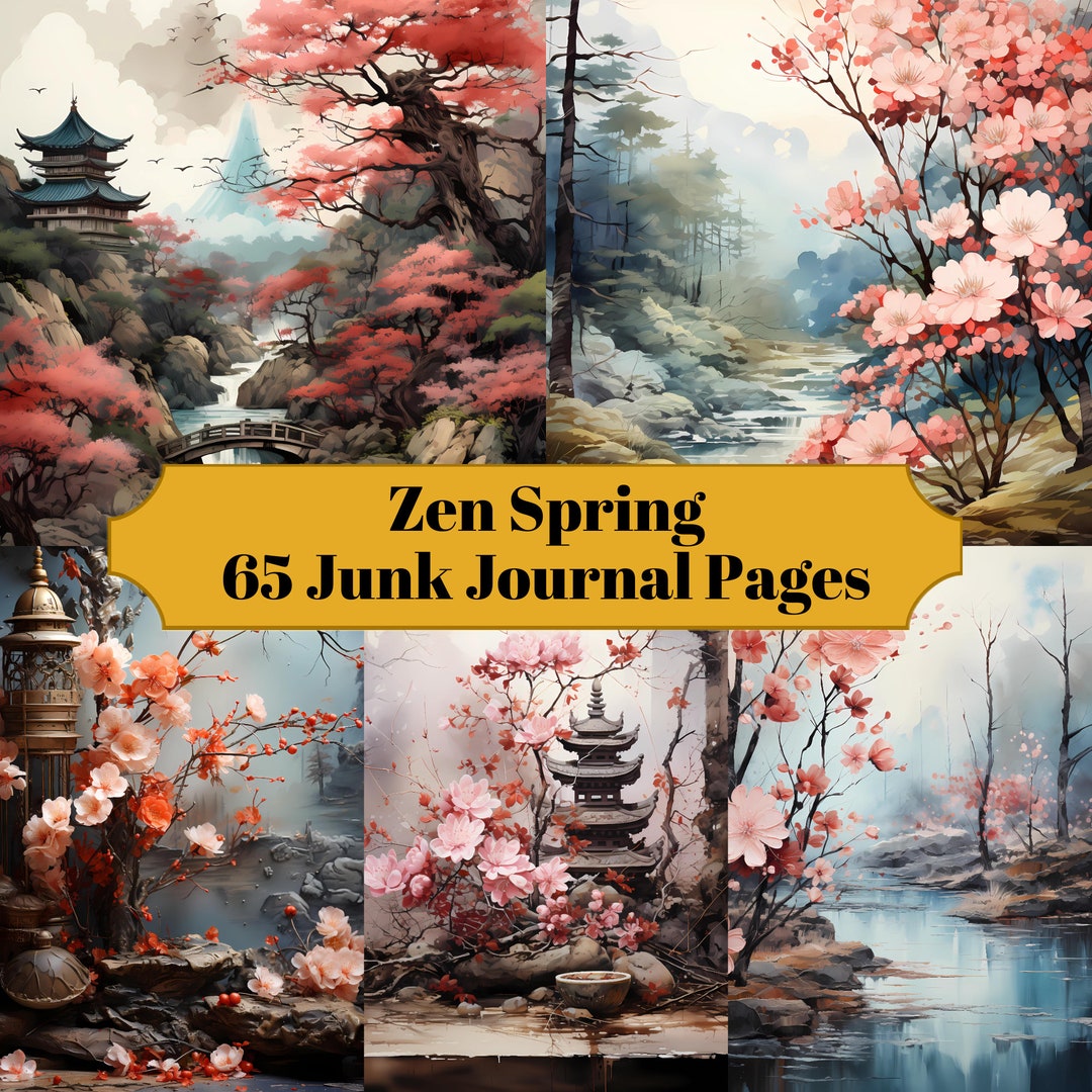 65 Zen Spring Junk Journal Pages - Spring-themed Papers for Scrapbooks ...