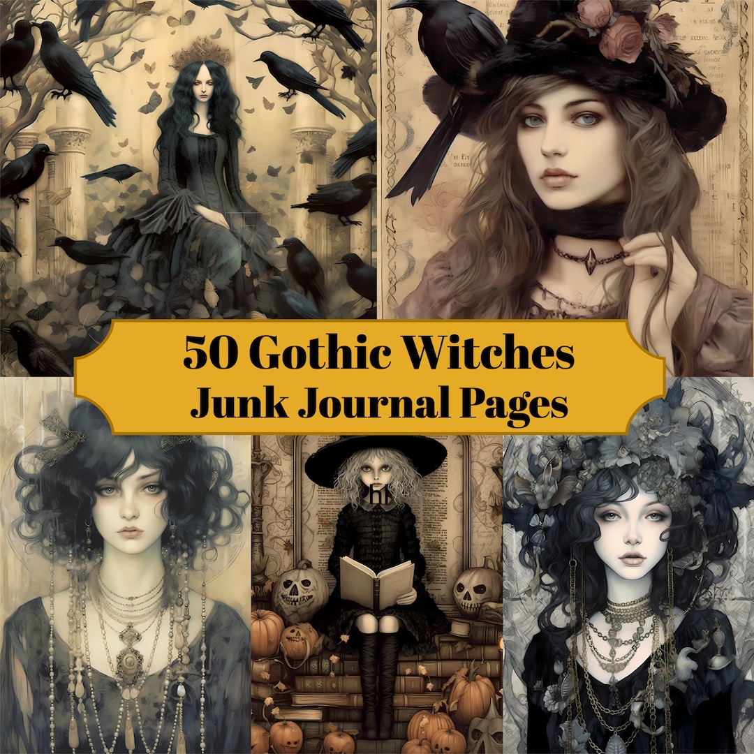 50 Gothic Witches Junk Journal Pages - Printable Vintage Witch Junk ...