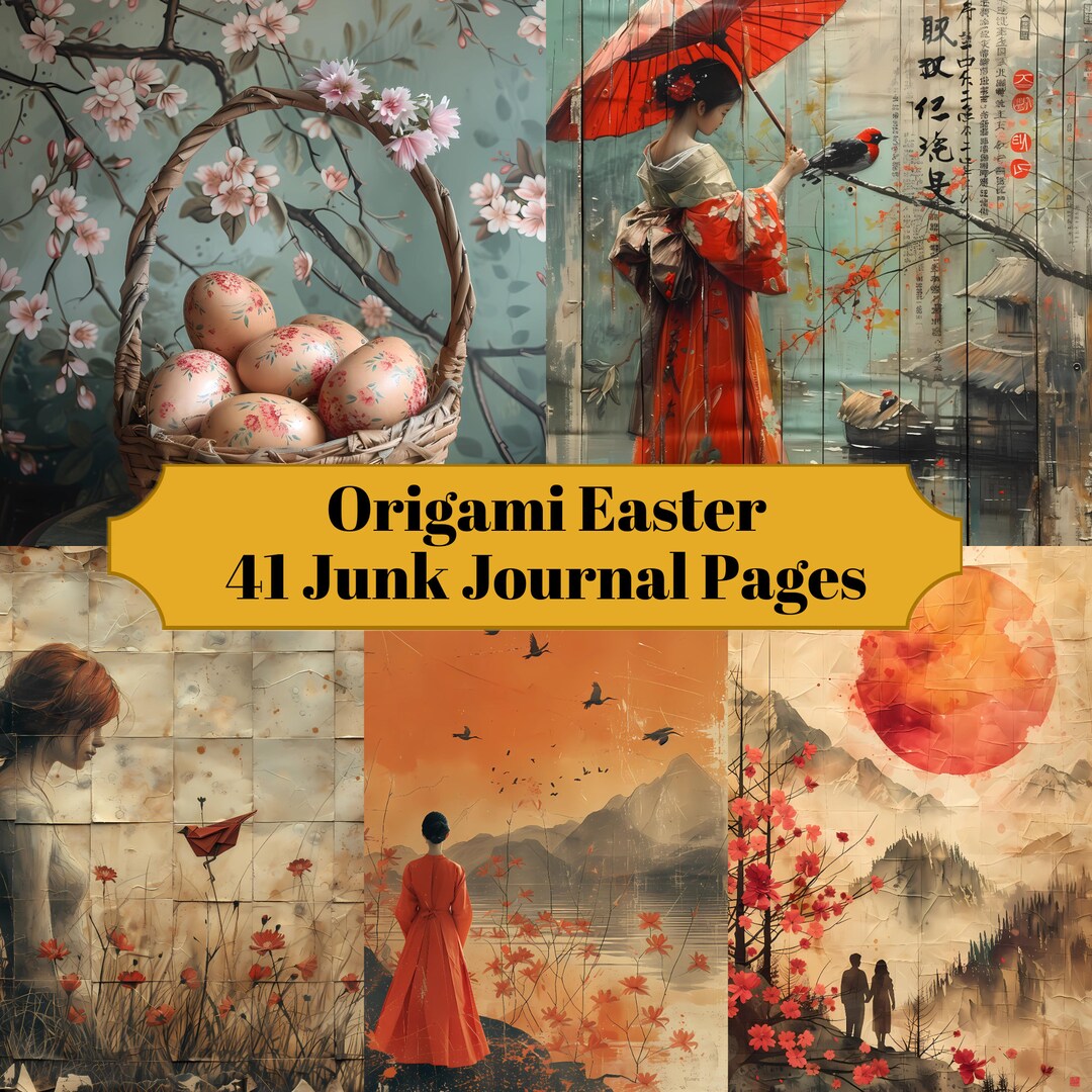 41 Origami Easter Junk Journal Pages - Printables for Scrapbook, Card ...