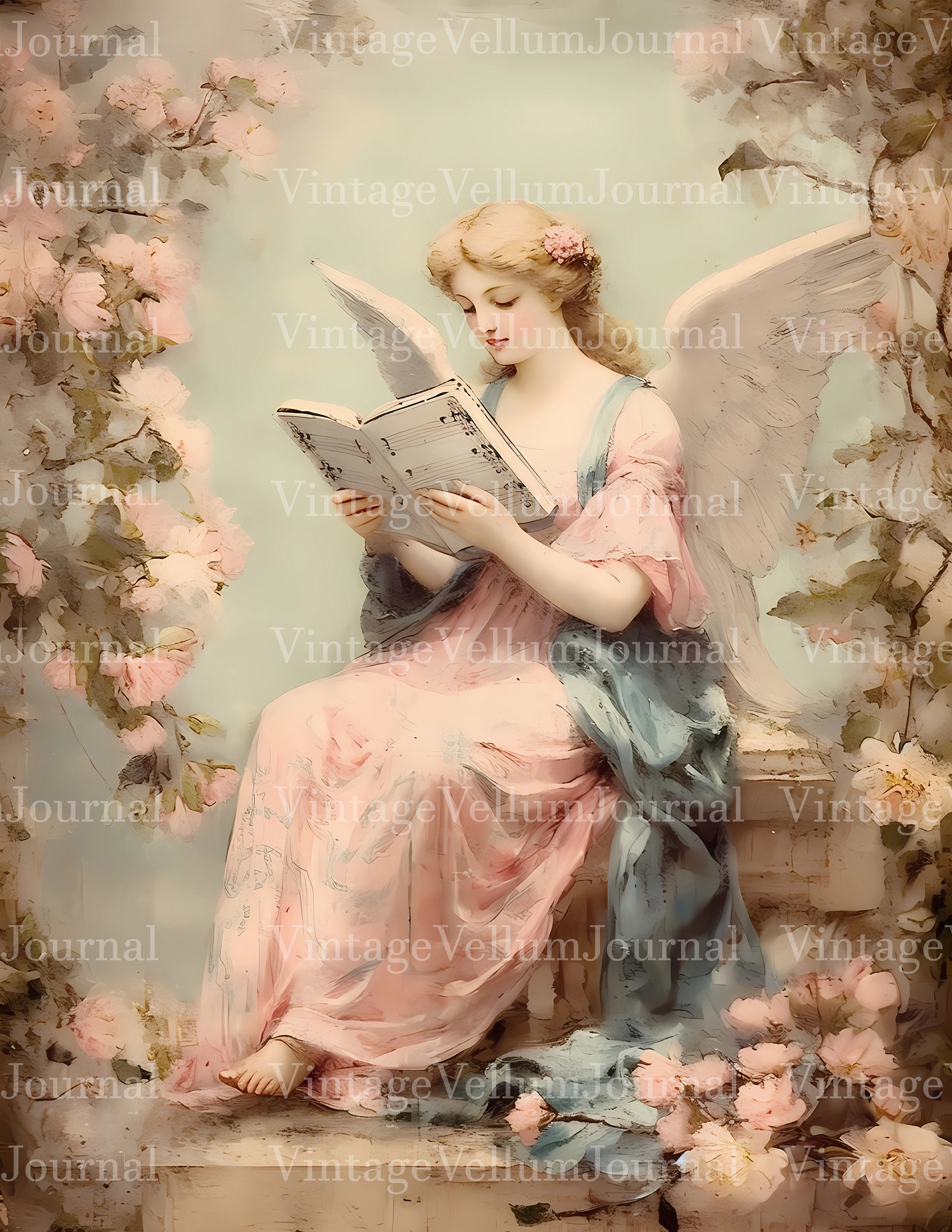 20 Rococo Angel Junk Journal Pages Printable Vintage Angel - Etsy