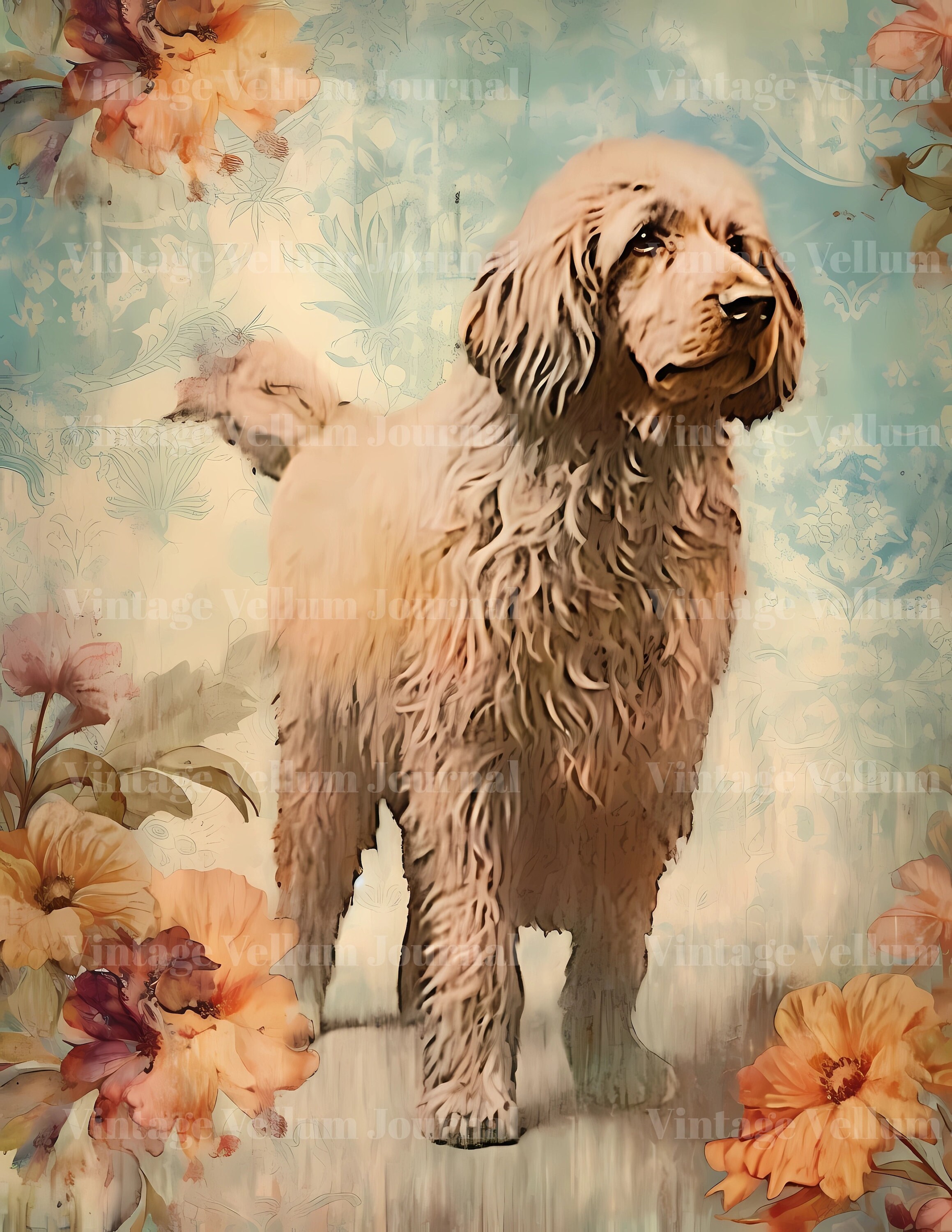 40 Flower Dog Junk Journal Pages - Printable Floral Dogs Junk Journal ...