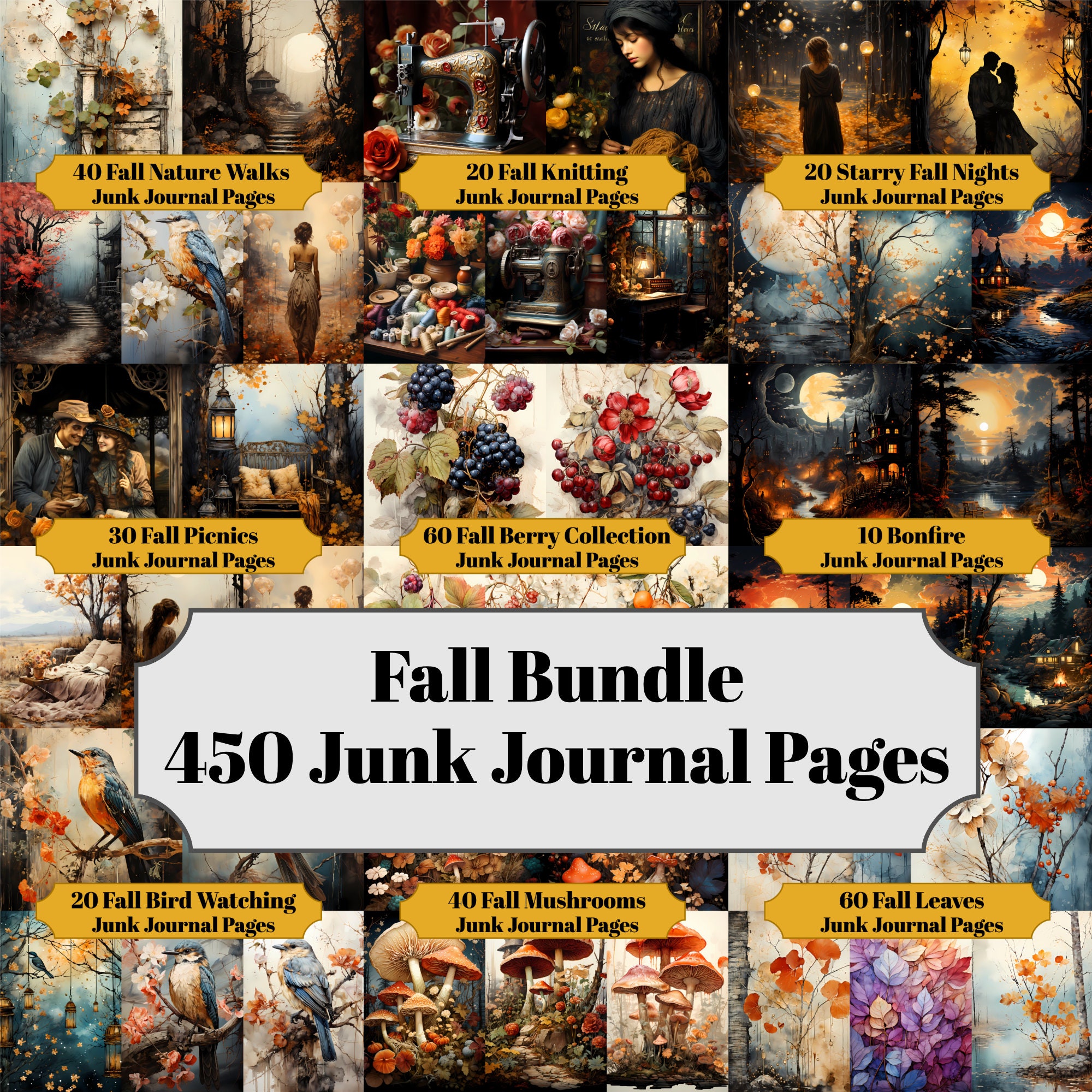 MEGA Fall Junk Journal Pages Bundle 450 Autumn Printables - Etsy