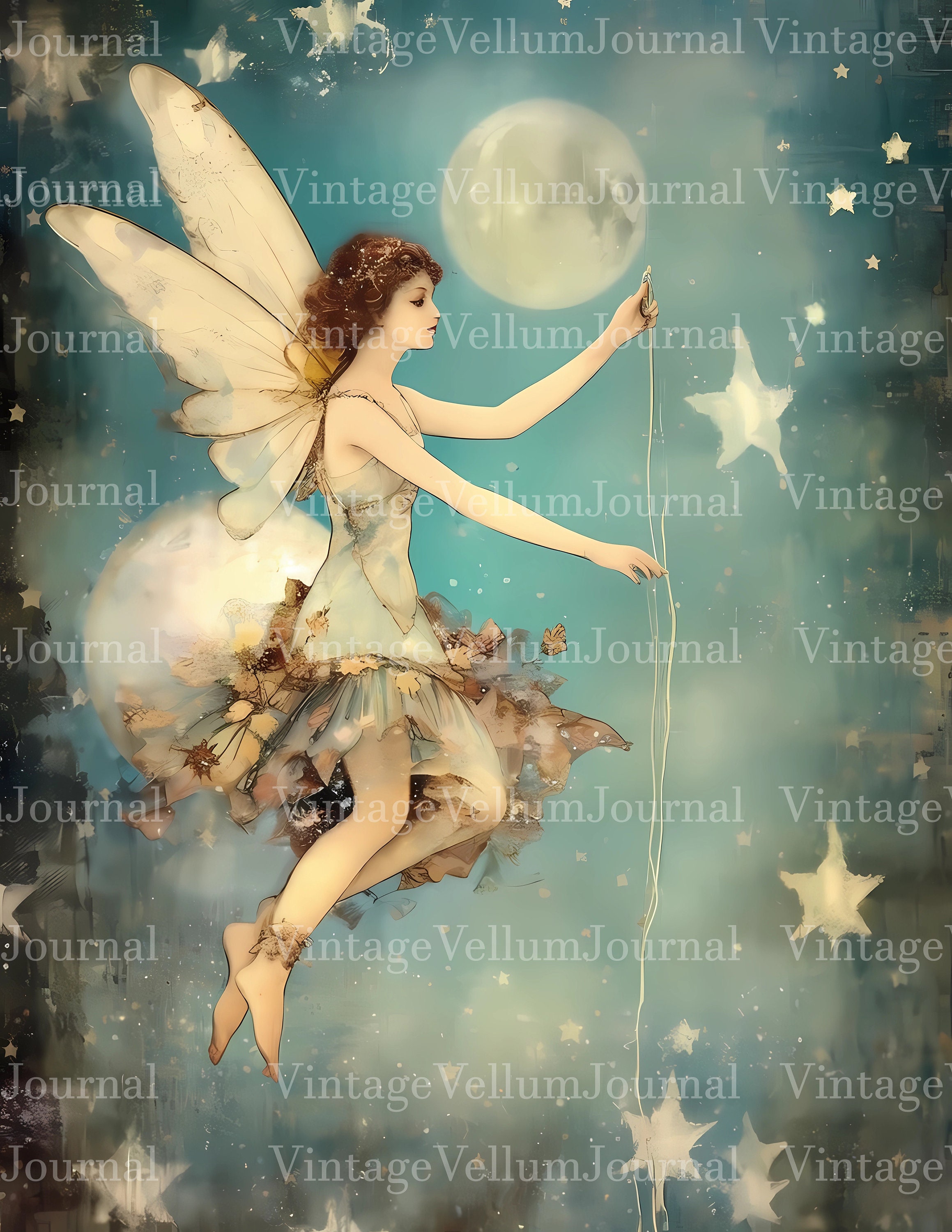20 Moon Fairies Junk Journal Pages Printable Vintage Fairy - Etsy