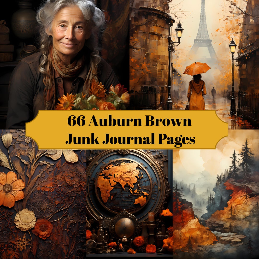 66 Auburn Brown Junk Journal Pages - Colorful Junk Journal for ...