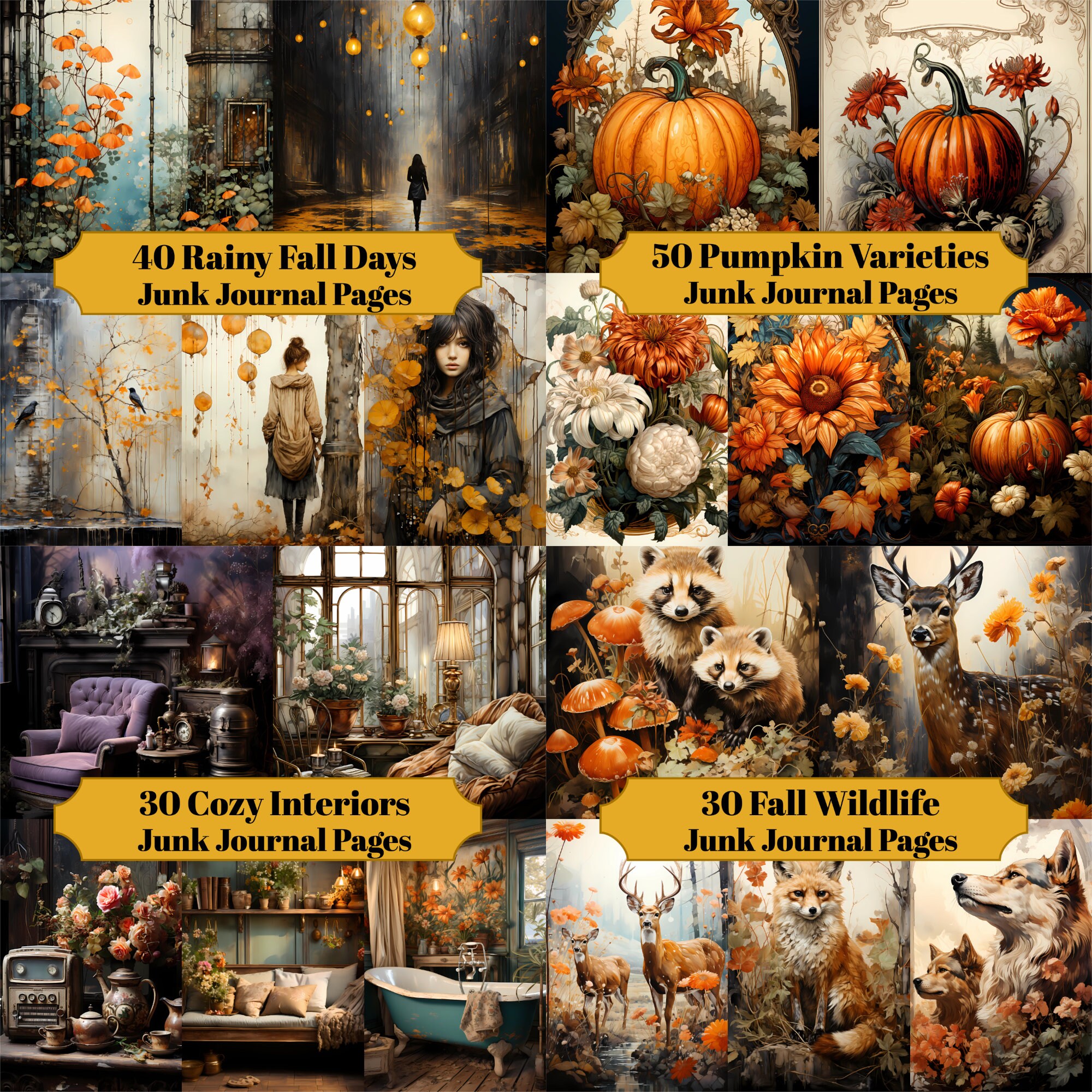 MEGA Fall Junk Journal Pages Bundle 450 Autumn Printables - Etsy
