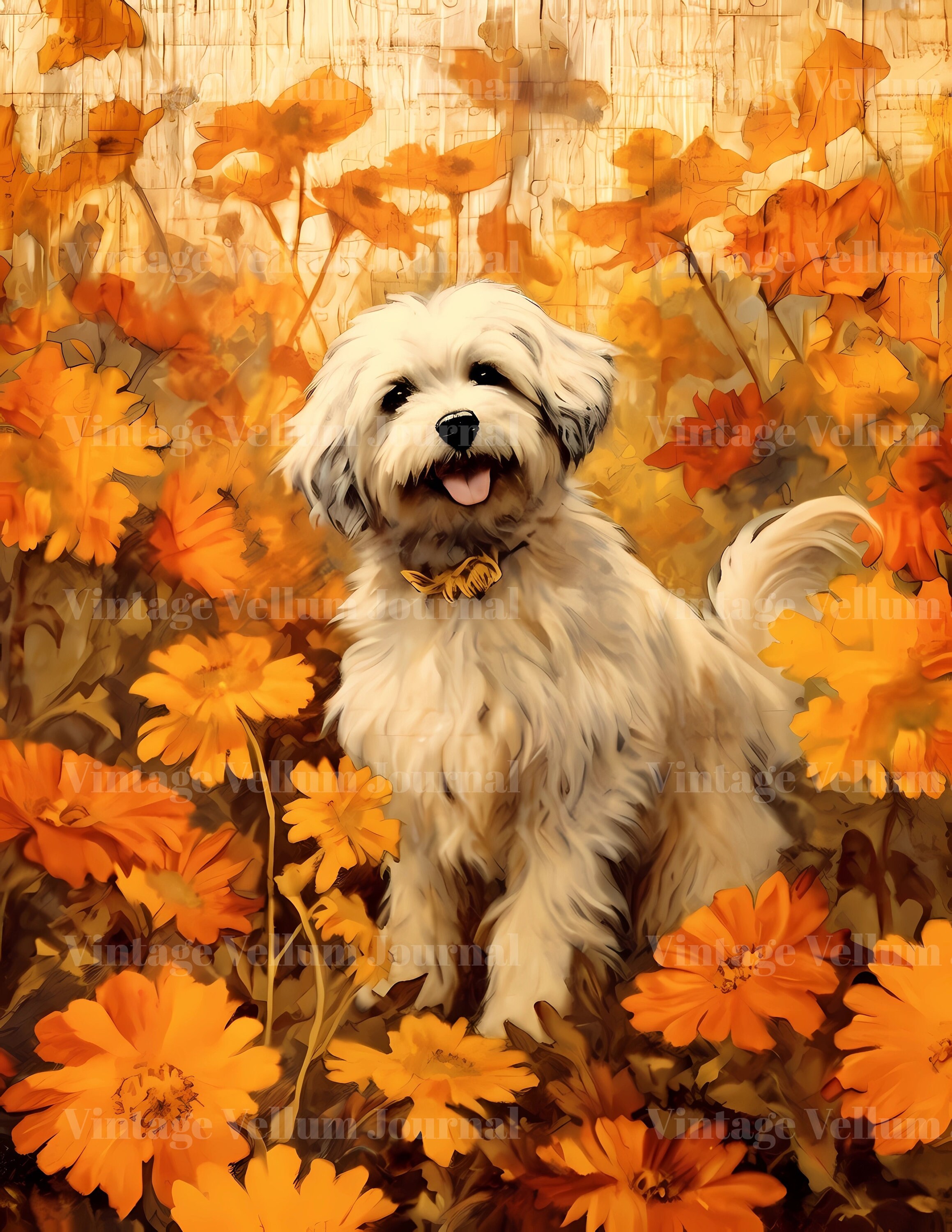 40 Flower Dog Junk Journal Pages - Printable Floral Dogs Junk Journal ...