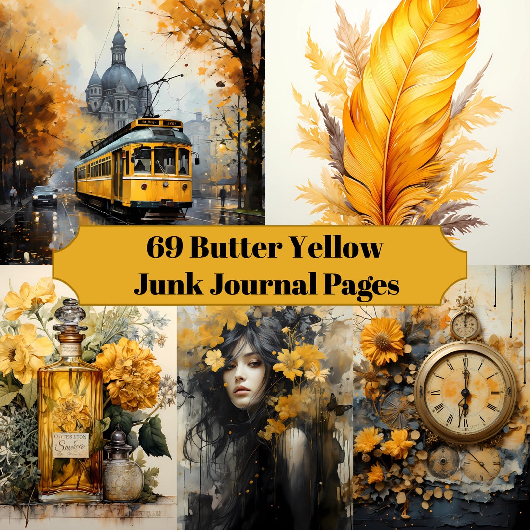 69 Butter Yellow Junk Journal Pages - Colorful Junk Journal for ...