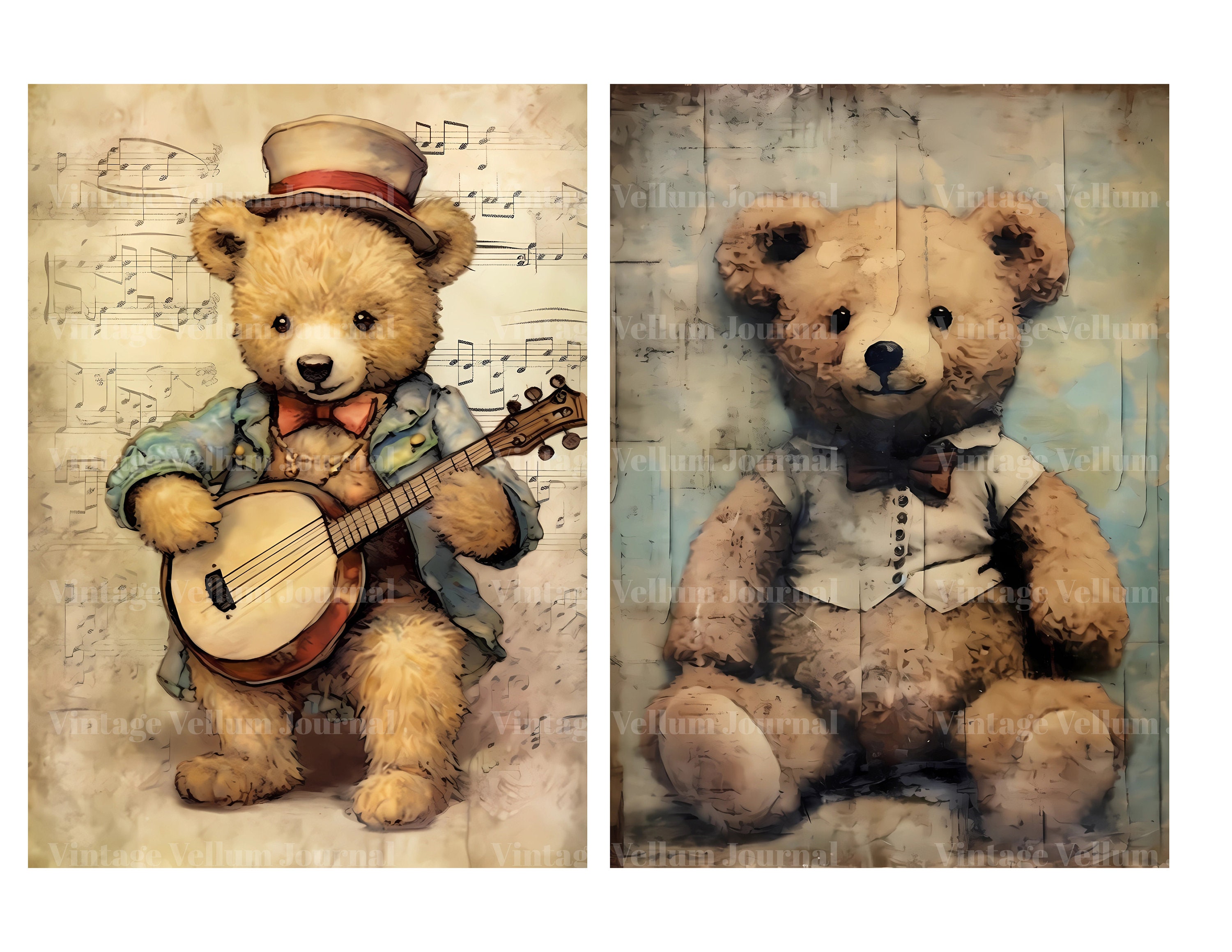 20 Teddy Bear Journal Pages Printable Teddy Bear Junk Journal for ...