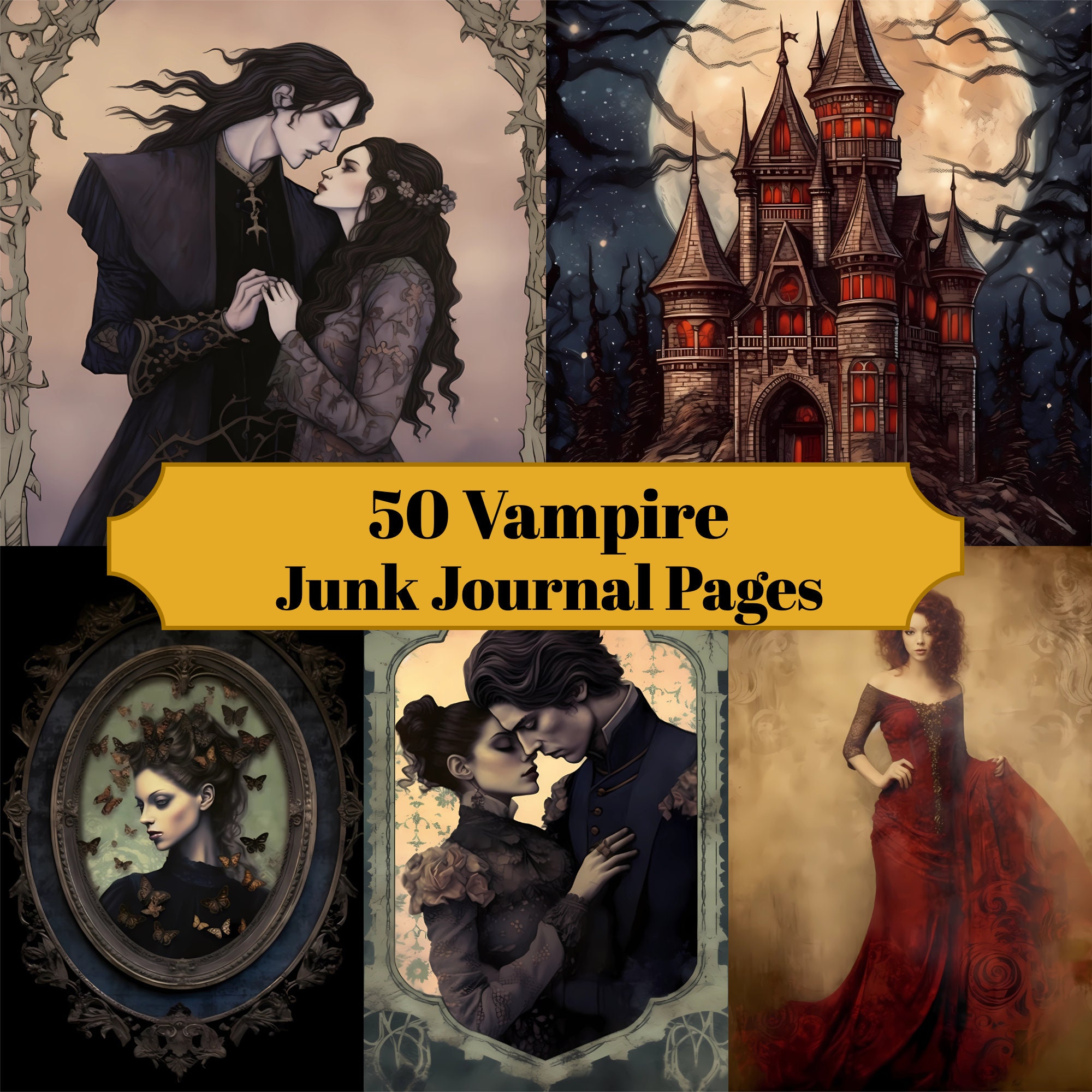 50 Vampire Junk Journal Pages Digital Vintage Vampires Junk Journal for ...