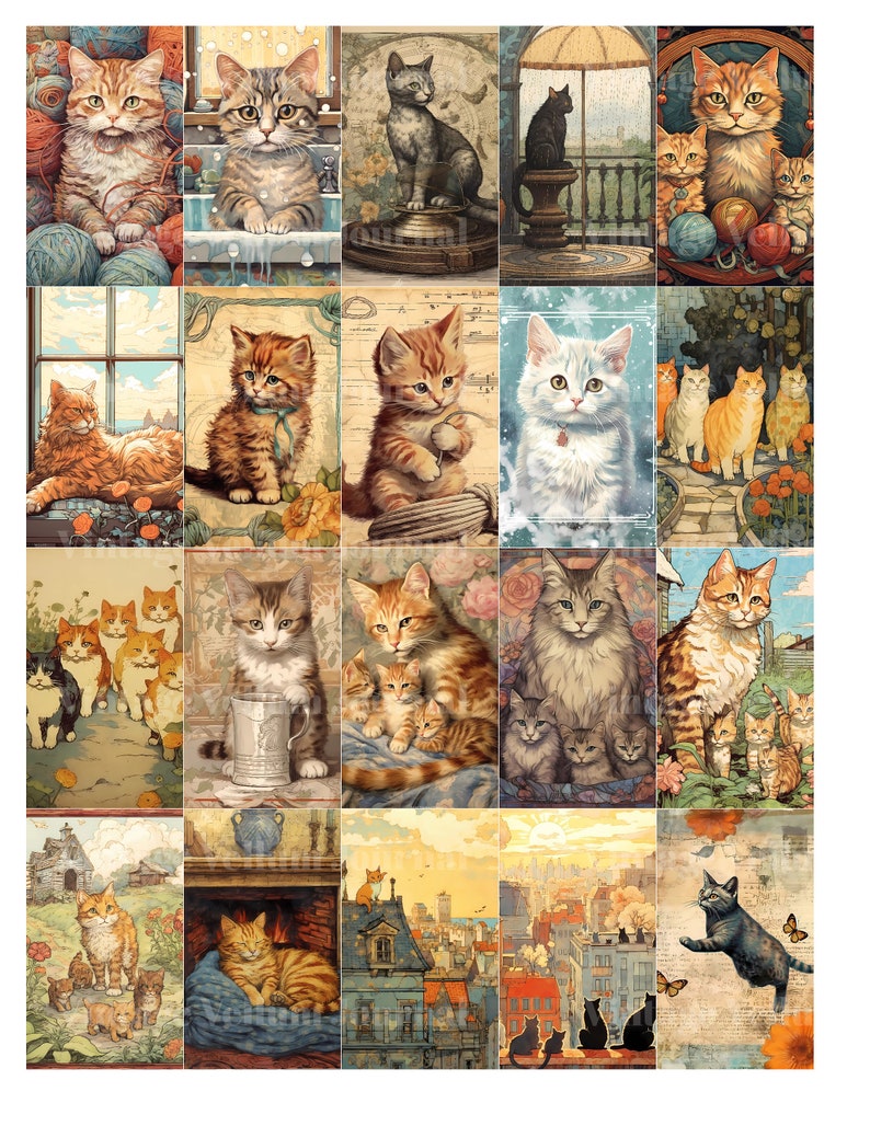 40 Cat Junk Journal Pages Printable Cats Junk Journal for - Etsy