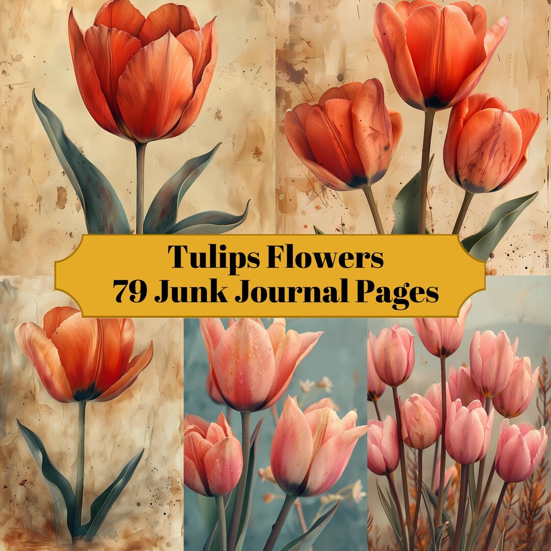 79 Tulips Flowers Journal Pages - Floral Junk Journal for Scrapbooks ...