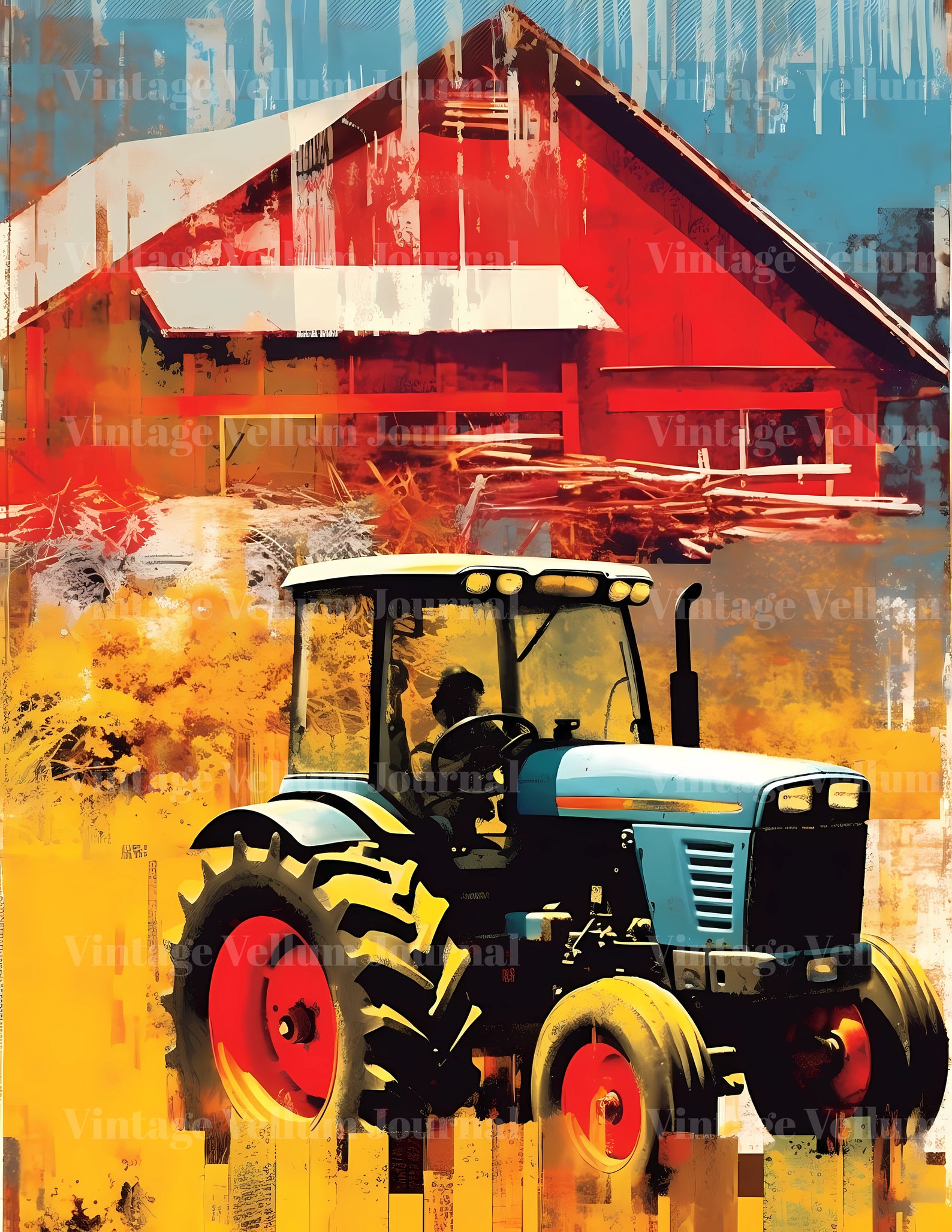20 Pop-art Farm Junk Journal Pages - Printable Farming Junk Journal for ...