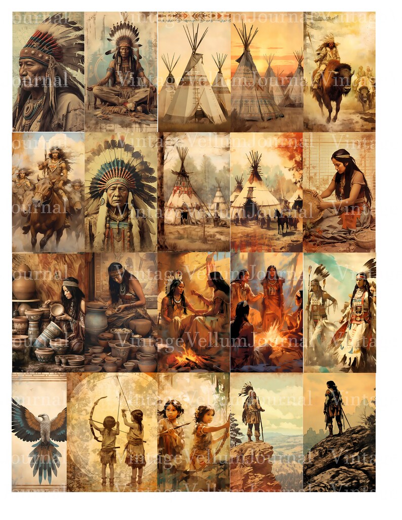 30 Native Americans Junk Journal Pages - Printable Junk Journal for ...