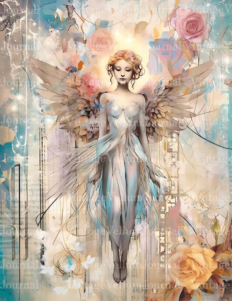 20 Crystal Angel Junk Journal Pages Printable Vintage Angel - Etsy