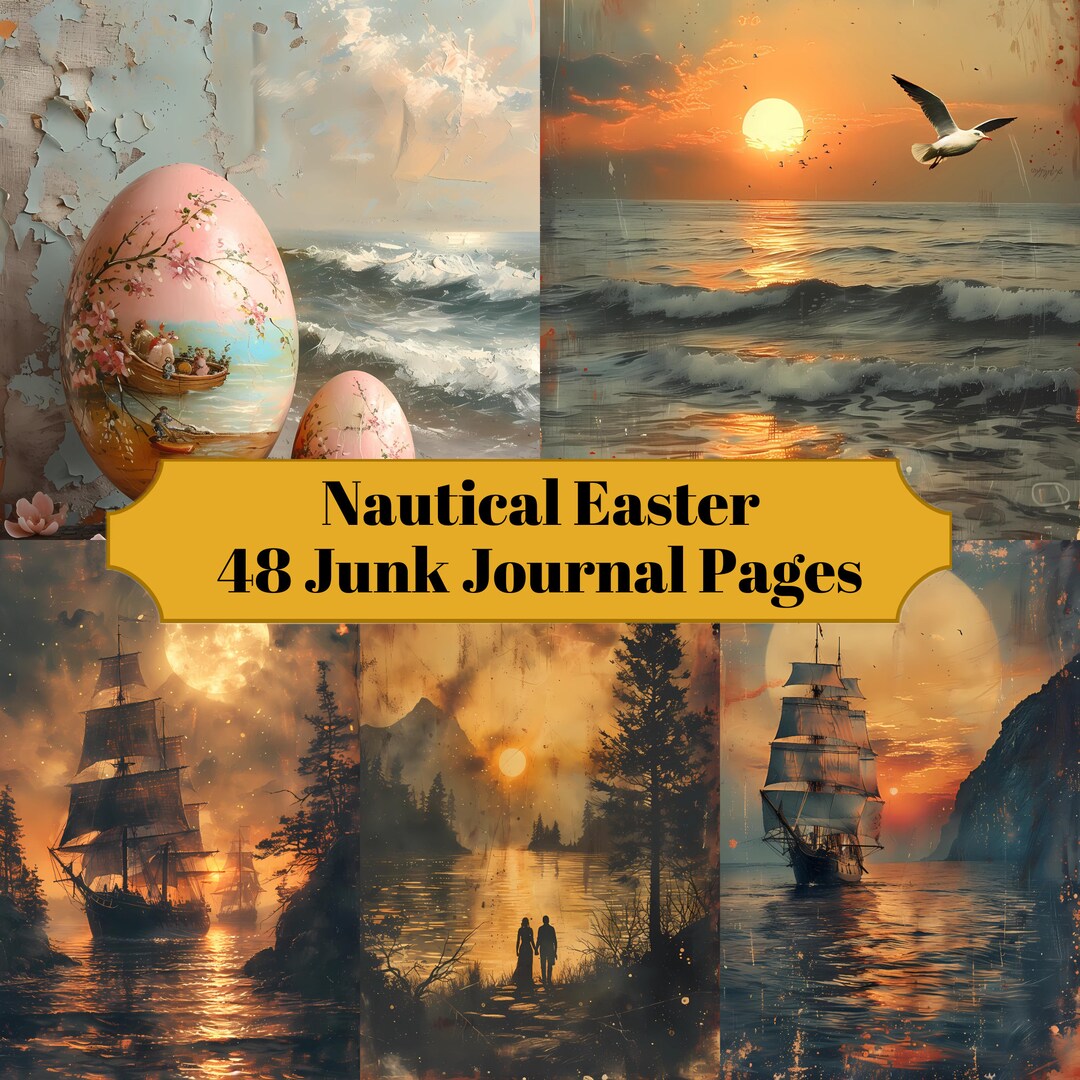 48 Nautical Easter Junk Journal Pages - Printables for Scrapbook, Card ...