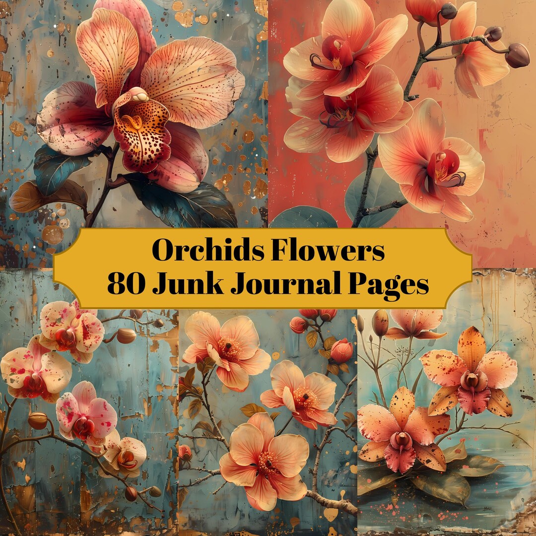 80 Orchids Flowers Journal Pages - Floral Junk Journal for Scrapbooks ...