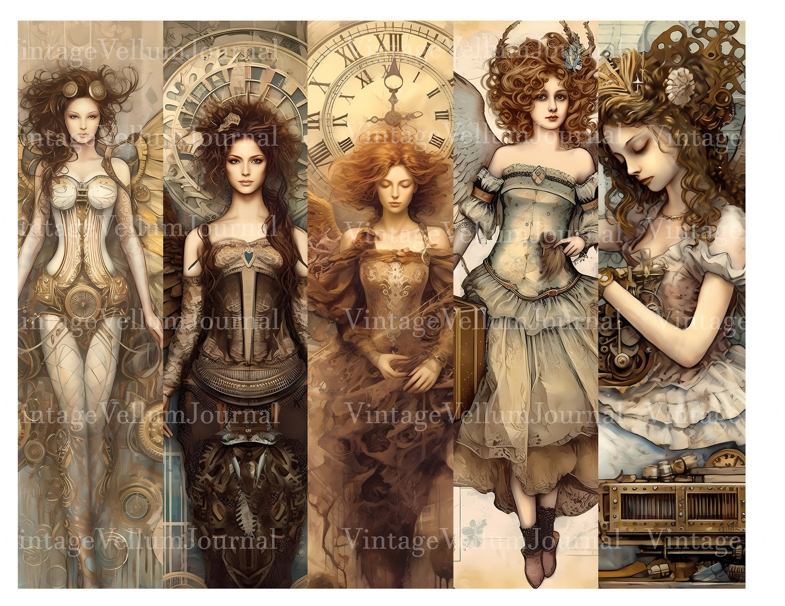 30 Steampunk Angel Junk Journal Pages Printable Vintage Angel Junk ...