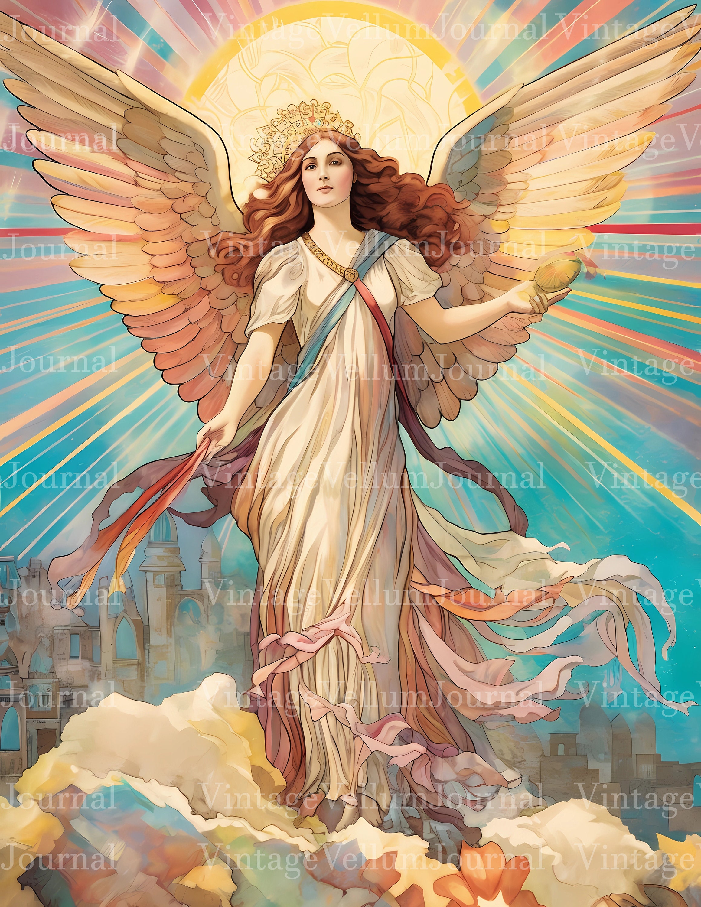 40 Rainbow Angel Junk Journal Pages Printable Vintage Angel - Etsy