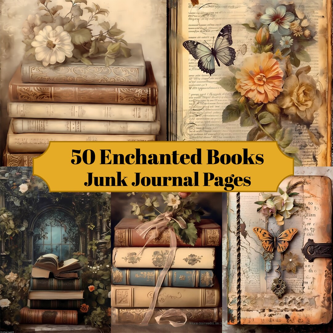 50 Enchanted Books Junk Journal Pages - Printable Enchanted Junk ...