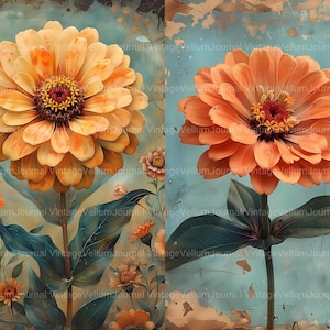 80 Zinnias Flowers Journal Pages - Floral Junk Journal for Scrapbooks ...
