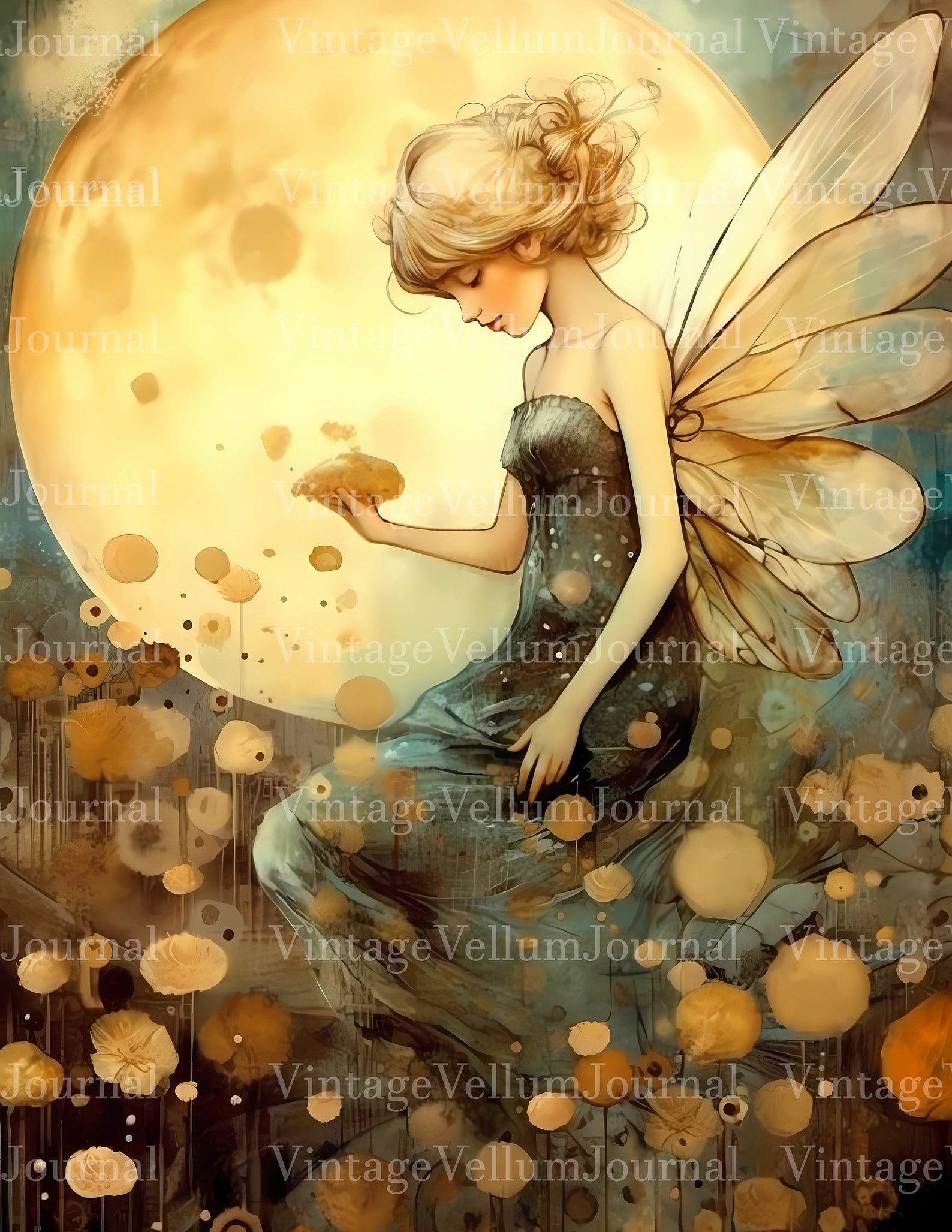 20 Moon Fairies Junk Journal Pages - Printable Vintage Fairy Junk ...