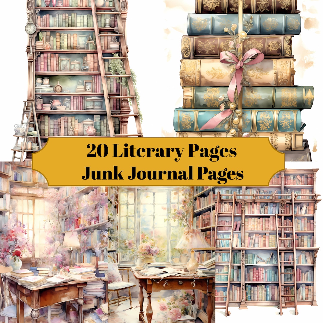 20 Literary Pages Shabby Chic Junk Journal Pages - Shabby Chic Junk ...