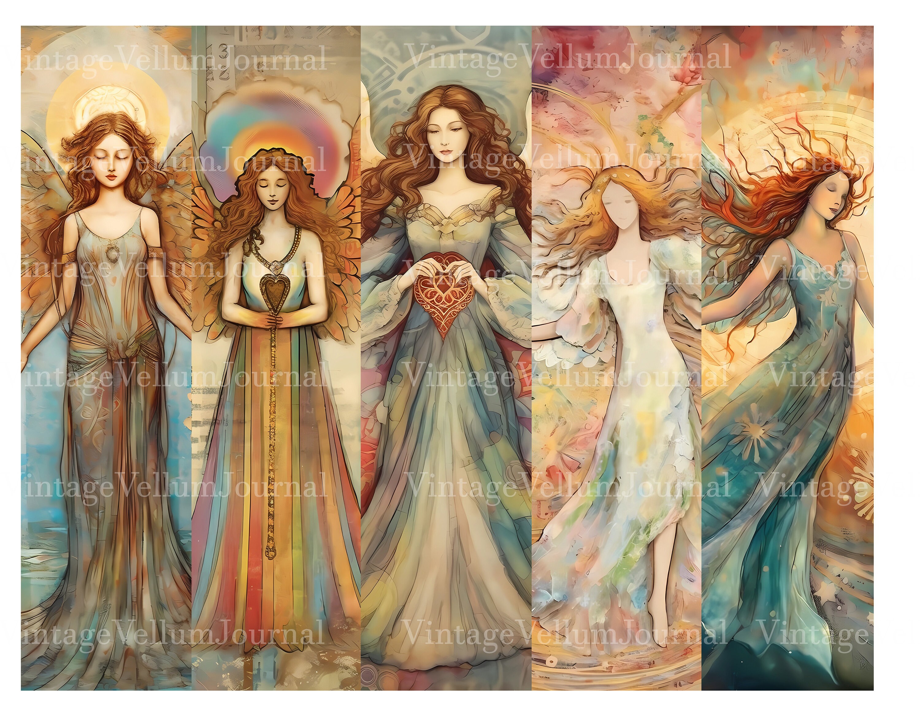 40 Rainbow Angel Junk Journal Pages Printable Vintage Angel - Etsy