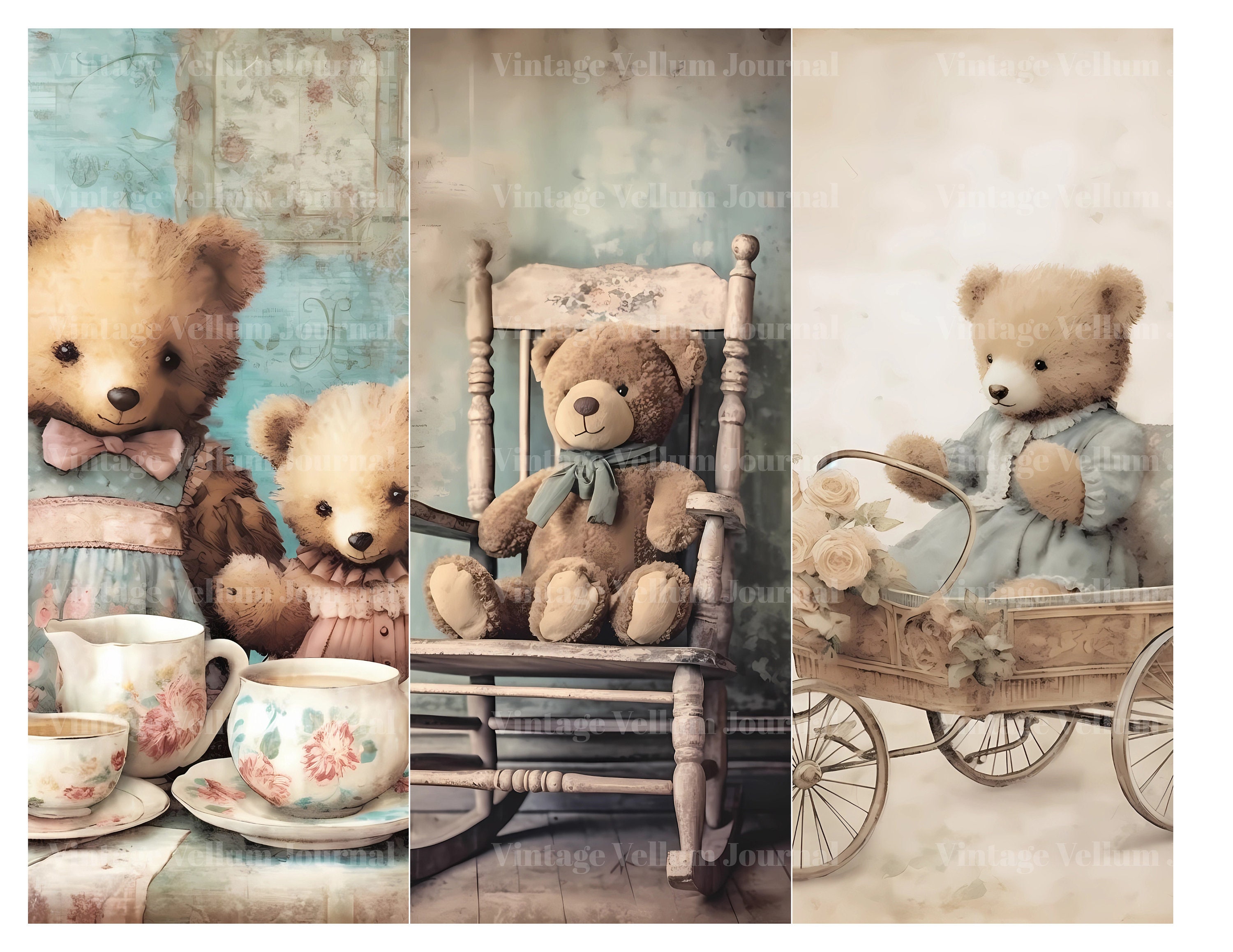 20 Teddy Bear Journal Pages Printable Teddy Bear Junk - Etsy