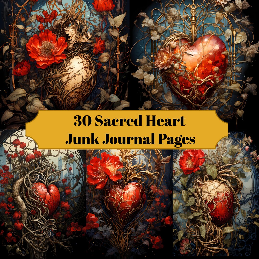 30 Sacred Heart Junk Journal Pages - Christianity Junk Journal for ...