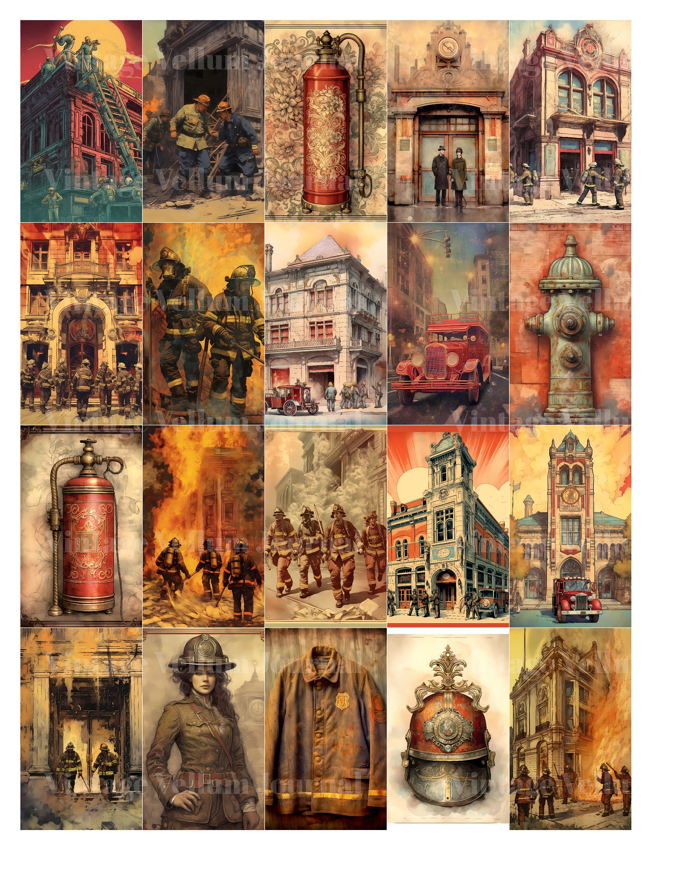 30 Firefighter Junk Journal Pages Printable Firefighter Junk - Etsy