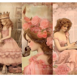 40 Pink Princess Junk Journal Pages - Vintage Princess Junk Journal for ...
