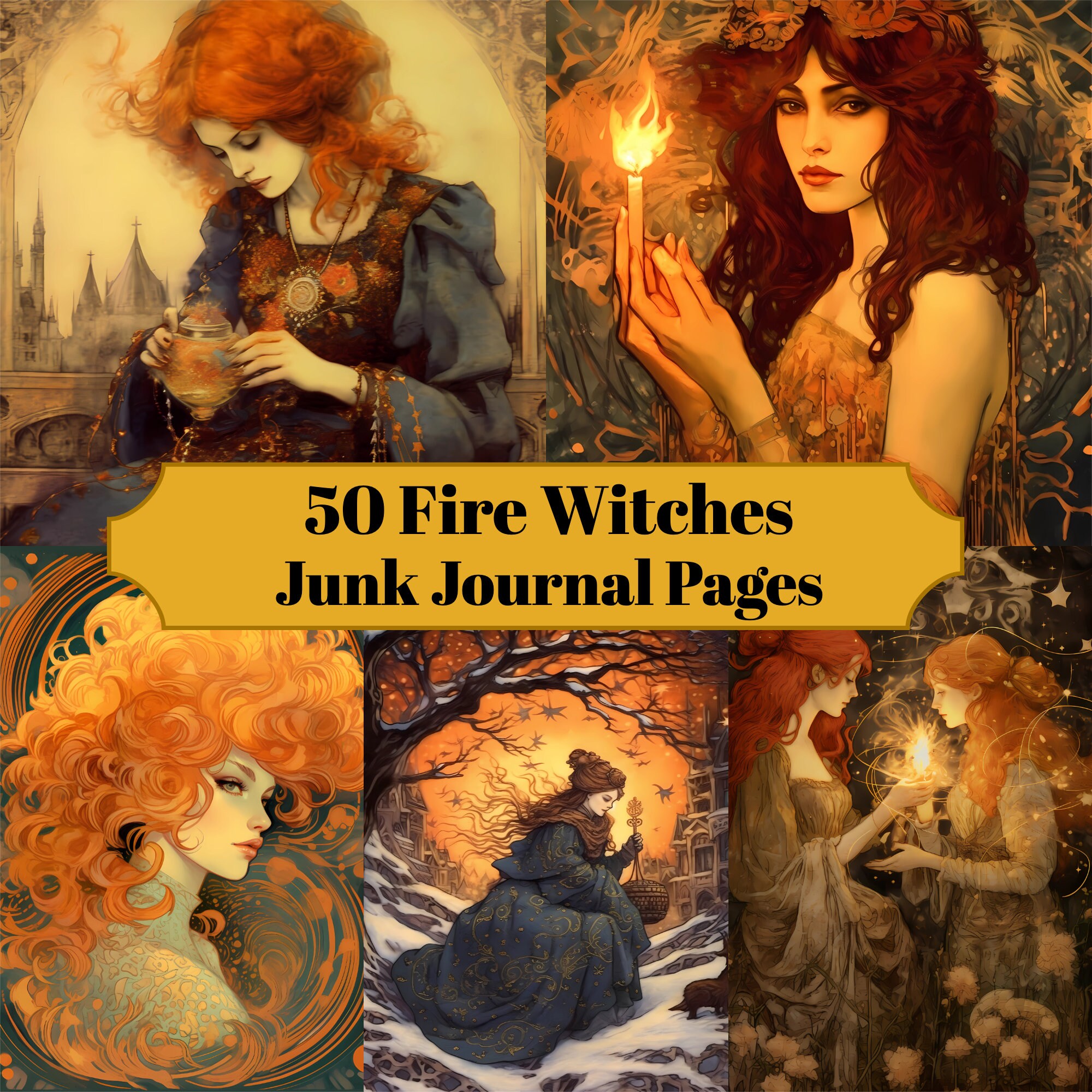 50 Fire Witches Junk Journal Pages Printable Vintage Witch - Etsy