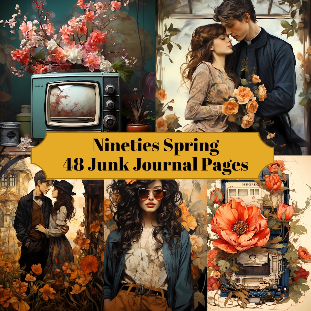 48 Nineties Spring Junk Journal Pages - Spring-themed Papers for ...