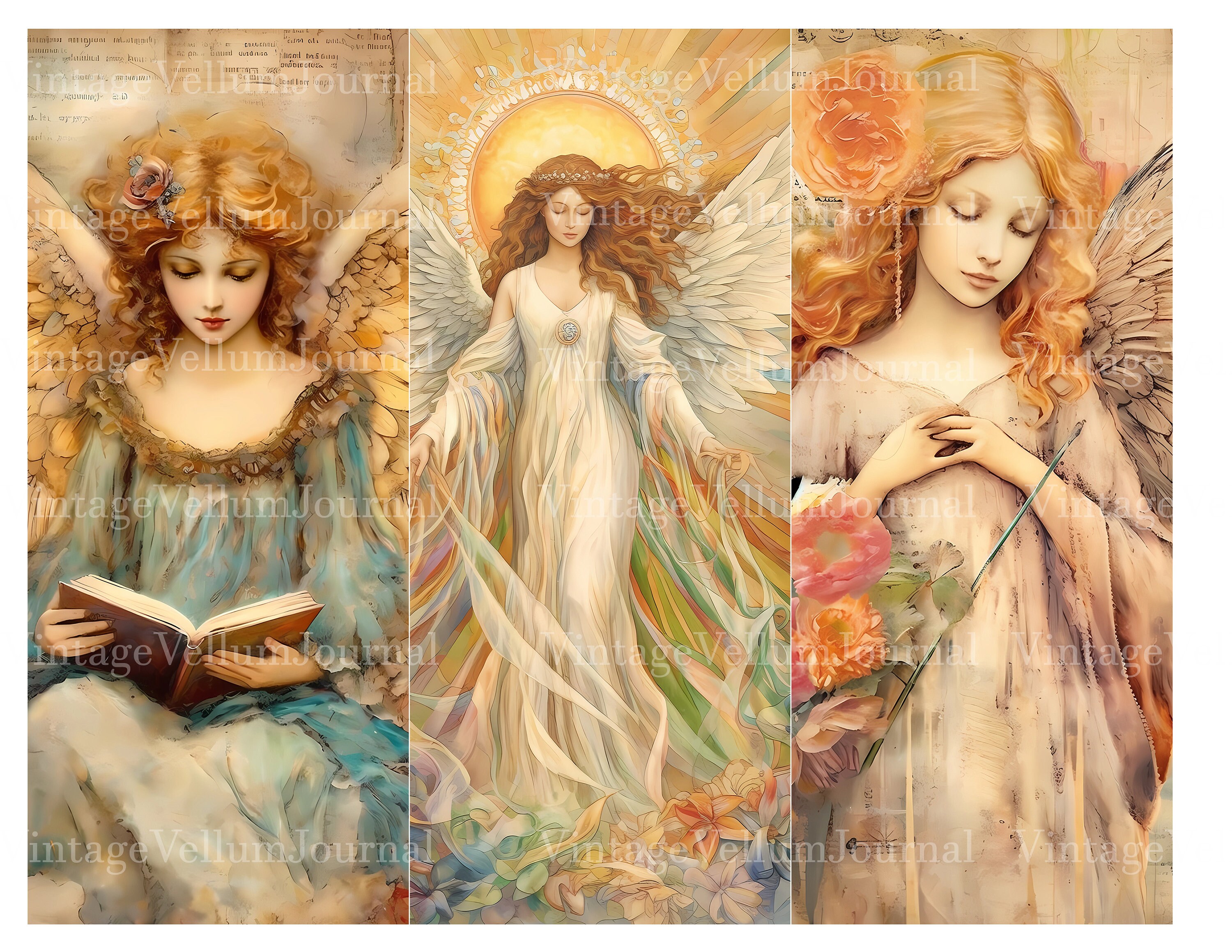 20 Flower Angel Junk Journal Pages Printable Vintage Angel - Etsy