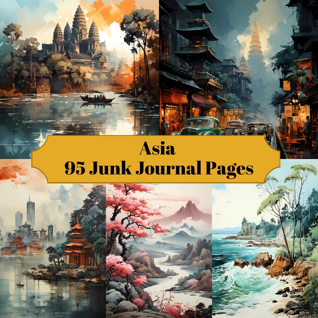 95 Asia Travel Junk Journal Pages - Journey Junk Journal for Scrapbooks ...