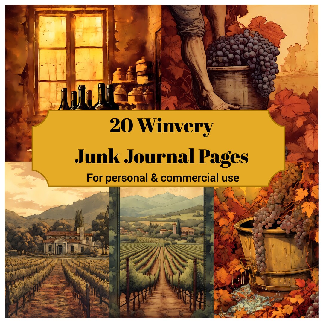 20 Winery Junk Journal Pages - Printable Vineyard Junk Journal for ...
